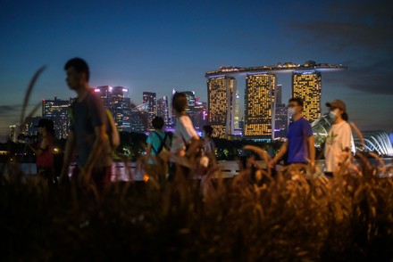 People Cycle Walk After Sunset Gardens Editorial Stock Photo - Stock ...