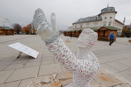 People Walk Between Sculptures Art Installation Editorial Stock Photo ...