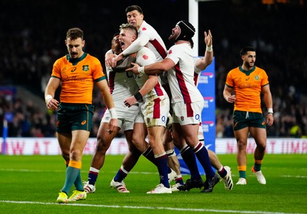 England Celebrate Opening Try Scored By Editorial Stock Photo - Stock ...