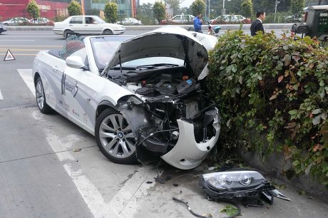 Damaged Bmw 330i Sports Car After Editorial Stock Photo - Stock Image ...