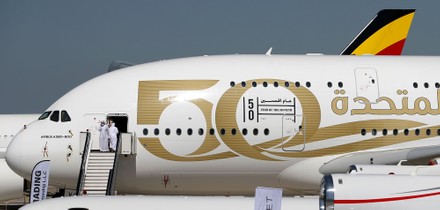 EMIRATIS INSPECT AIRBUS A380 OUTDOOR DISPLAY Editorial Stock Photo ...