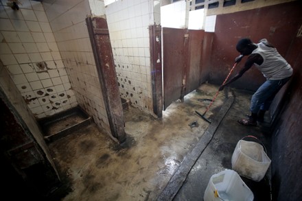 Man Cleans Toilet Slum Township West Editorial Stock Photo - Stock ...