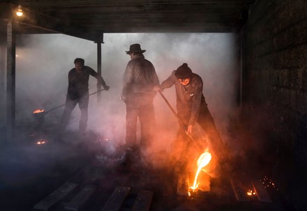 Blacksmith Melts Pots Iron Steel He Editorial Stock Photo - Stock Image ...