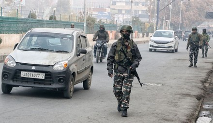 Paramilitary Soldiers Patrol Along Main Road Editorial Stock Photo ...