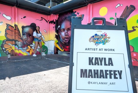 Artist Kayla Mahaffey Paints Her Mural Editorial Stock Photo - Stock ...