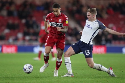 Middlesbroughs Lee Peltier Beats Prestons Daniel Editorial Stock Photo ...