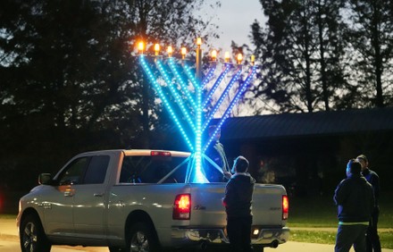Onlookers Check Out Giant Menorah Attached Editorial Stock Photo ...