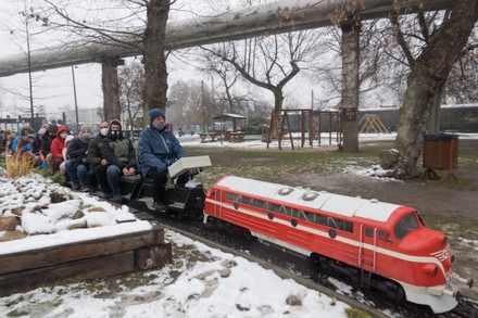 People Ride On Miniature Train Carriages Editorial Stock Photo - Stock ...