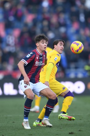 Aaron Hickey Bologna Dusan Vlahovic Fiorentina Editorial Stock Photo ...