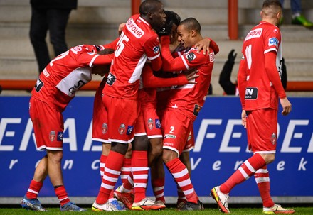Mouscrons Players Celebrate After Scoring During Editorial Stock Photo ...