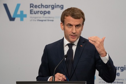 French President Emmanuel Macron Speaks Joint Editorial Stock Photo ...