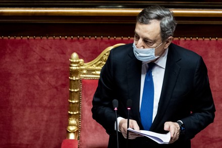 Italian Prime Minister Mario Draghi reports to the Lower House, Rome ...