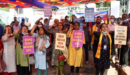 Bank Employees Shout Slogans During Protest Editorial Stock Photo ...