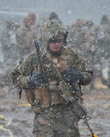 Us Marines Pictured Waiting Snow During Editorial Stock Photo - Stock ...