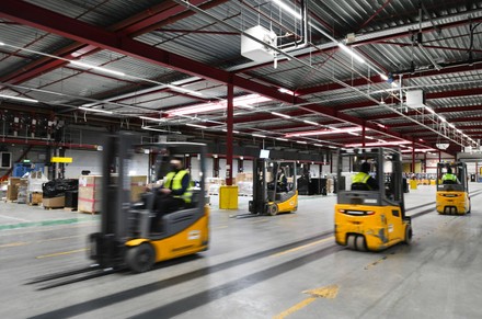 Flying Forklifts Fedex Express Sorting Center Editorial Stock Photo ...
