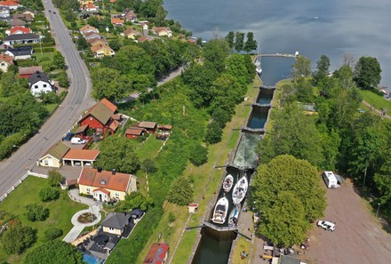 Locking Boats Borenshults Locks Canal Motala Editorial Stock Photo ...