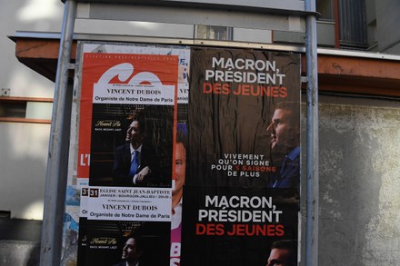 Photo Illustration Posters President Emmanuel Macron Editorial Stock ...