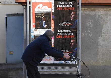 Photo Illustration Posters President Emmanuel Macron Editorial Stock ...
