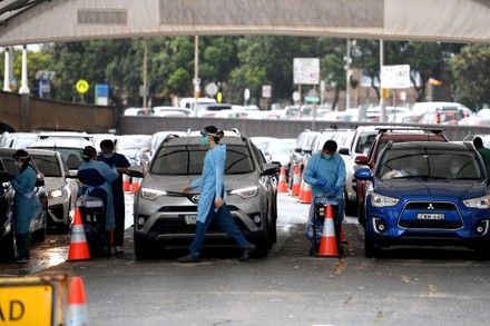 Car Queue People Wait Recieve Covid Editorial Stock Photo - Stock Image ...