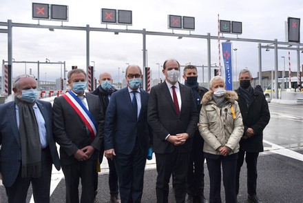 Jean Castex arrives at the GCO A355 Ittenheim, France - 11 Dec 2021 ...