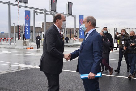 Jean Castex arrives at the GCO A355 Ittenheim, France - 11 Dec 2021 ...