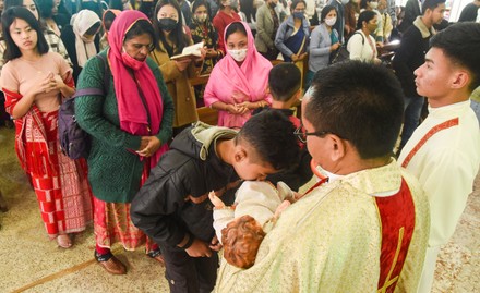 Devotee Kisses Baby Idol Jesus Christ Editorial Stock Photo - Stock ...
