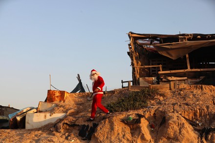Palestinian Christian Man Dressed Santa Claus Editorial Stock Photo ...