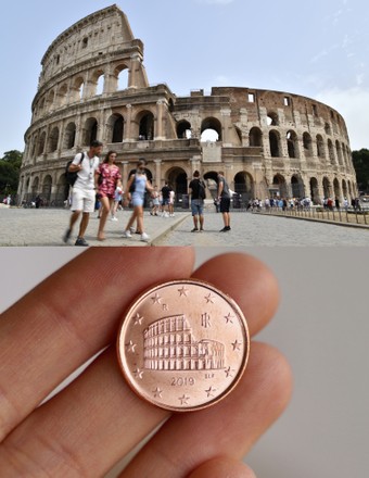Combo Photo Shows Colosseum Rome Italy Editorial Stock Photo - Stock ...