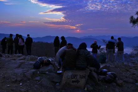 People Watching Rising Sun On First Editorial Stock Photo - Stock Image ...