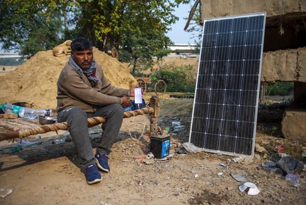 Solar panels in rural New Delhi, India - 01 Jan 2022 Stock Pictures ...
