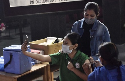 Student Takes Selfie While Being Vaccinated Editorial Stock Photo ...