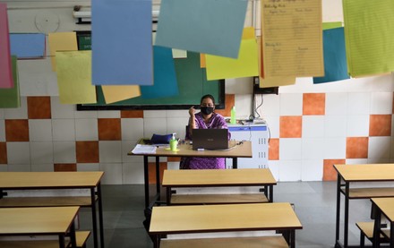 Teacher Takes Online Class Empty Classroom Editorial Stock Photo ...