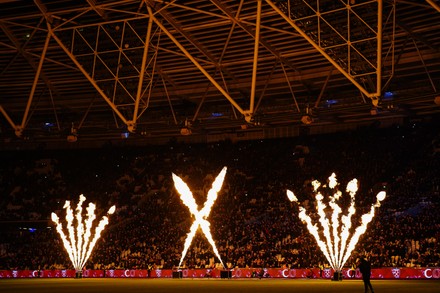 Pyrotechnics Display Hammers Sign Before Kick Editorial Stock Photo ...
