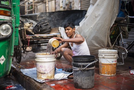 Migrant Worker Seen Washing Clothes Old Editorial Stock Photo - Stock ...