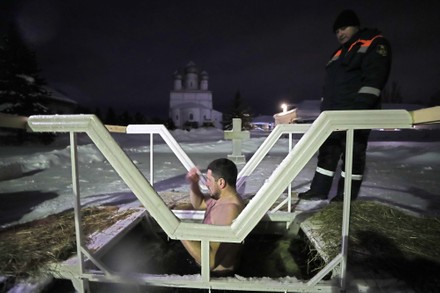 Orthodox Epiphany swimming in Russia, Pereslavl Zalessky, Russian ...