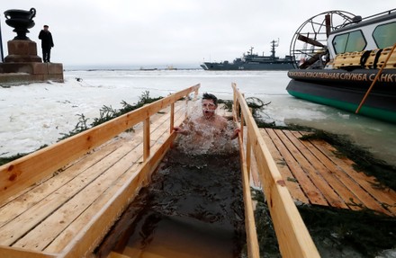 Orthodox Epiphany swimming in Russia, Kronshtadt, Russian Federation ...