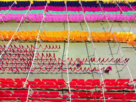 Long Washing Line Colourful Cloth Dries Editorial Stock Photo - Stock ...