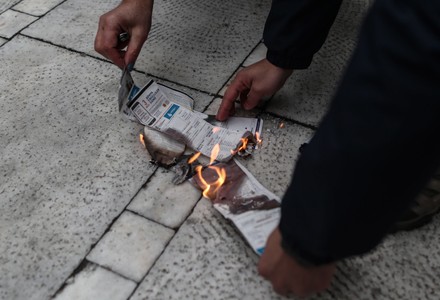 Protesters Burn Some Gas Bills During Editorial Stock Photo - Stock ...
