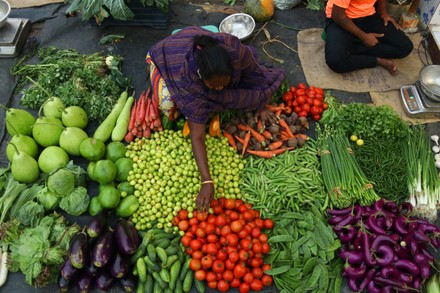 Vendor Waiting Customers Temporary Vegetable Stall Editorial Stock ...