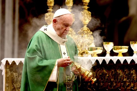 POPE FRANCIS OFFERS HOLY BOOK DURING Editorial Stock Photo - Stock ...
