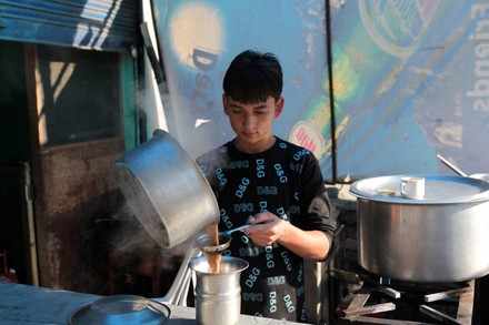 Boy Prepares Tea Roadside Tea Stand Editorial Stock Photo - Stock Image ...