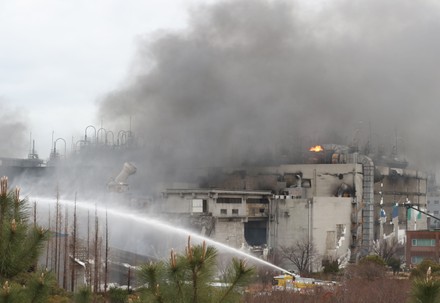 Firefighters Battle Fire Plant Synthetic Fiber Editorial Stock Photo ...