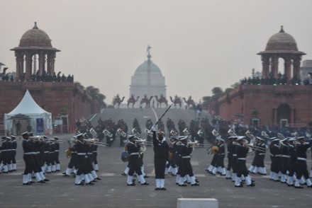 Indian Defence Triservice Personnel During Rehearsals Editorial Stock ...