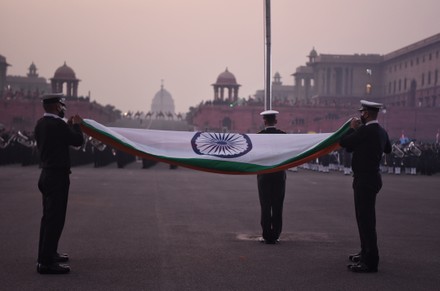 Indian Defence Triservice Personnel During Rehearsals Editorial Stock ...