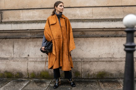 GUEST WEARS LONG LEATHER RUST COLOR Editorial Stock Photo - Stock Image ...