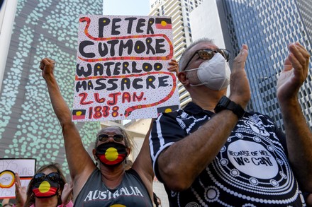 Protesters Hold Signs During Invasion Day Editorial Stock Photo - Stock ...