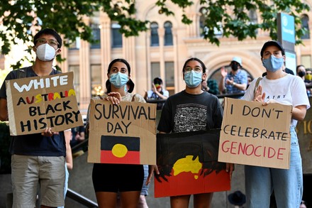 Protesters Hold Signs During Invasion Day Editorial Stock Photo - Stock ...