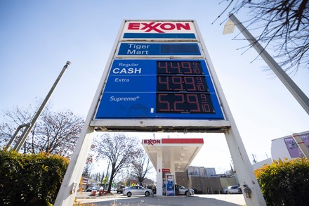 Fuel Prices Displayed Outside Exxon Gas Editorial Stock Photo - Stock ...