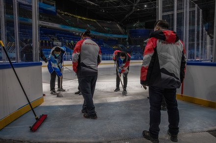 Olympic Staff Prepare Ice Rink National Editorial Stock Photo - Stock ...