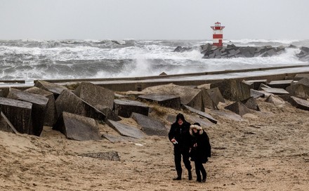 Storm Corrie Rages Over Beach Scheveningen Editorial Stock Photo ...
